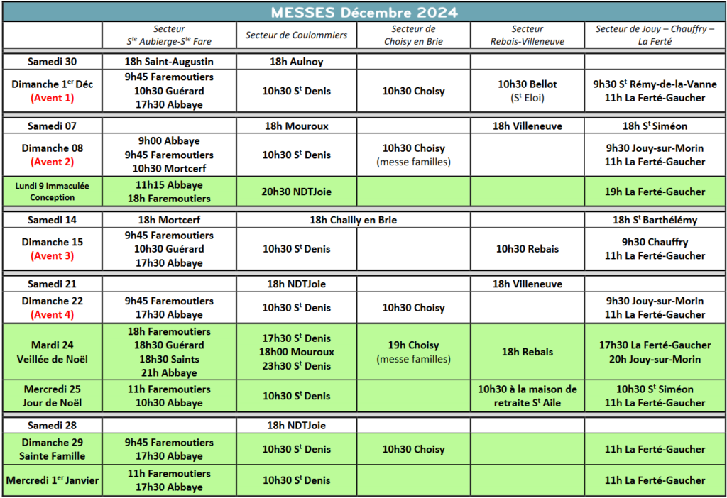 Les messes - Pôle Missionnaire de Coulommiers