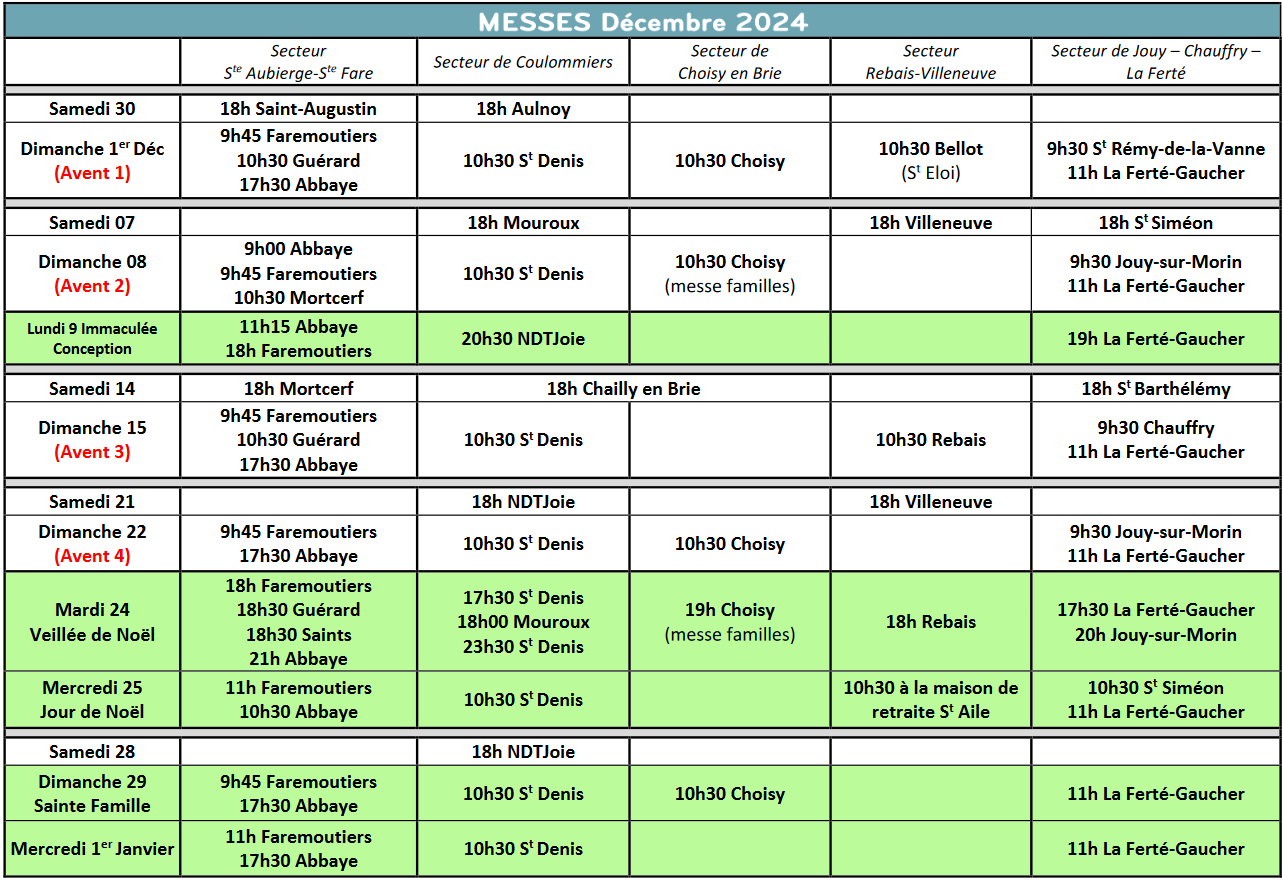 Les messes - Pôle Missionnaire de Coulommiers
