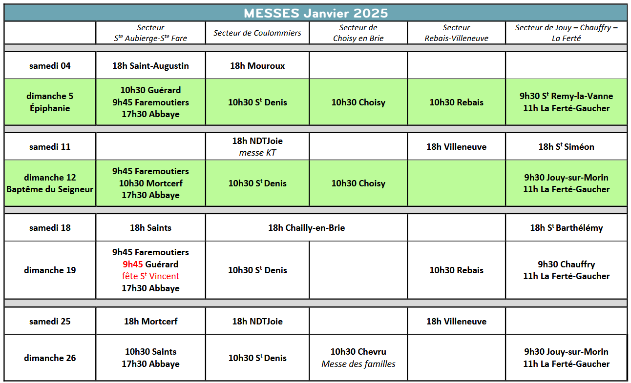 Les messes - Pôle Missionnaire de Coulommiers